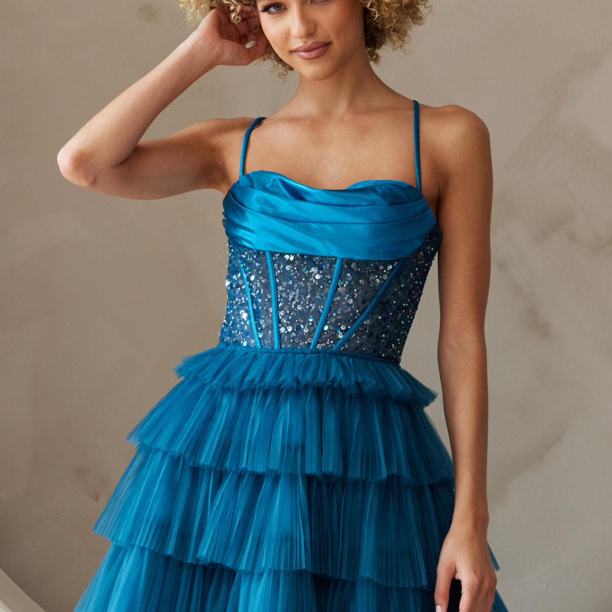 FORMAL MINI JEWEL EMBELLISHED COCKTAIL DRESS W/ LACE UP BACK & SWEETHE ...